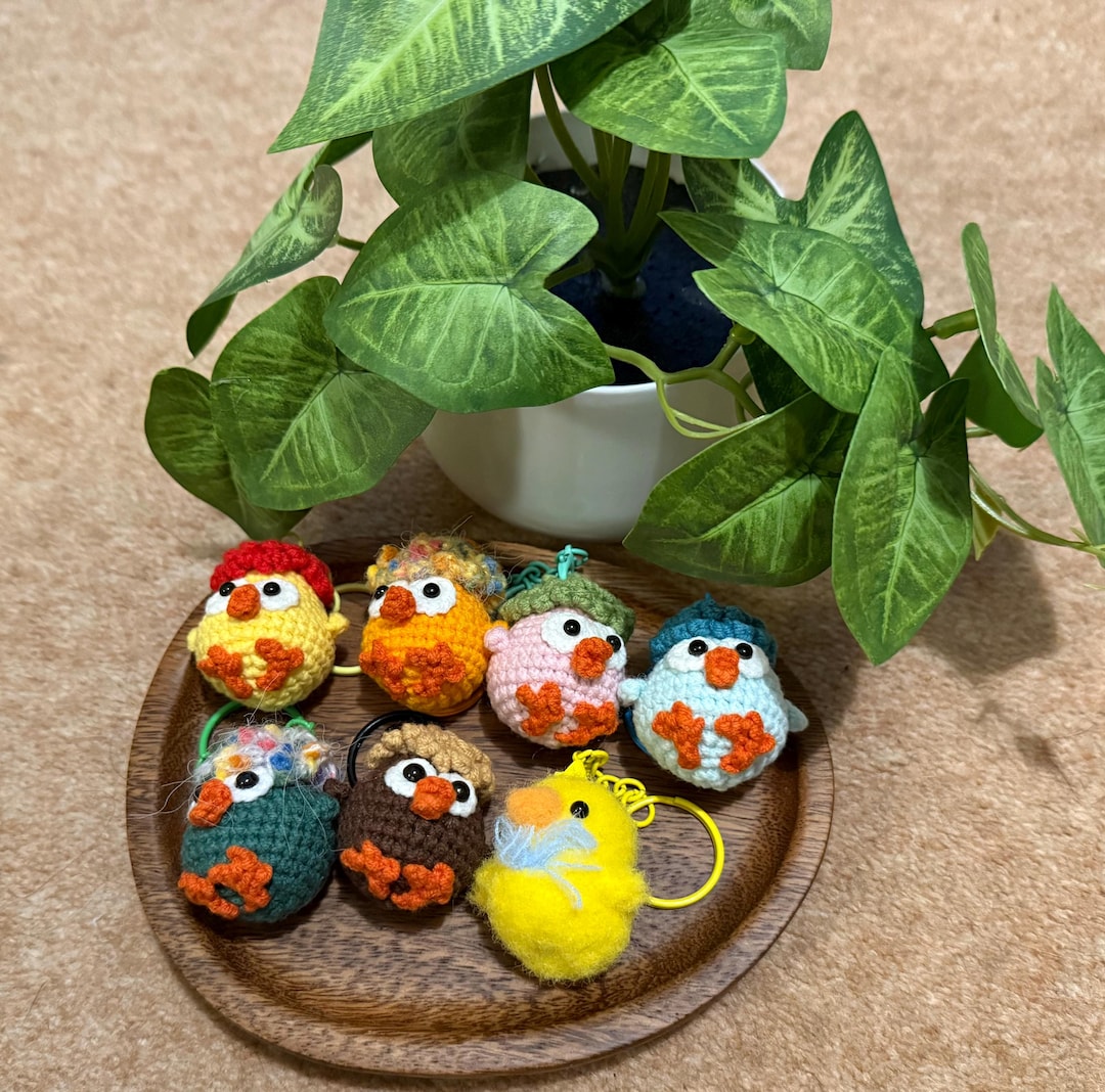 Tiny Crochet Chicken and Duck Keyring: Handmade Easter Plush Gift - Etsy