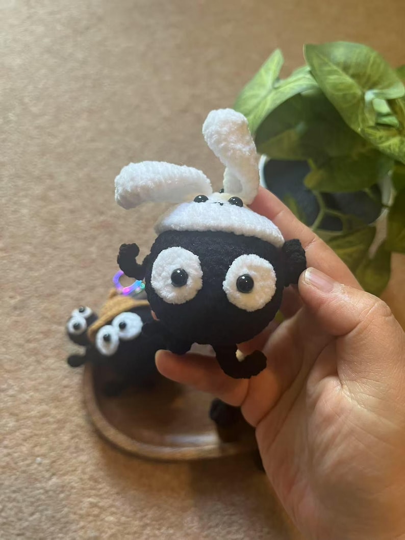 Handmade Soot Sprite Plush - Cute Ghibli Inspired Keychain | Crochet ...