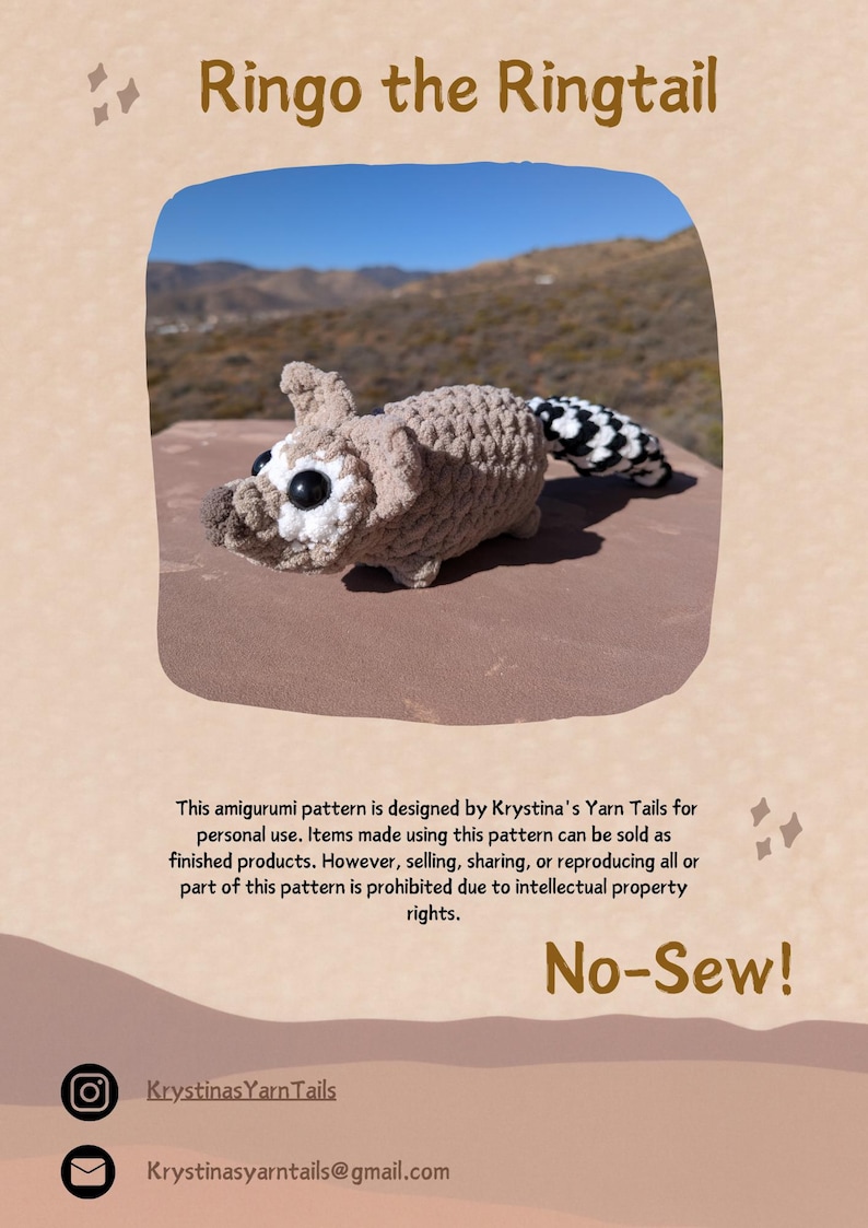 Ringo the Ringtail No-sew Crochet Pattern - Etsy