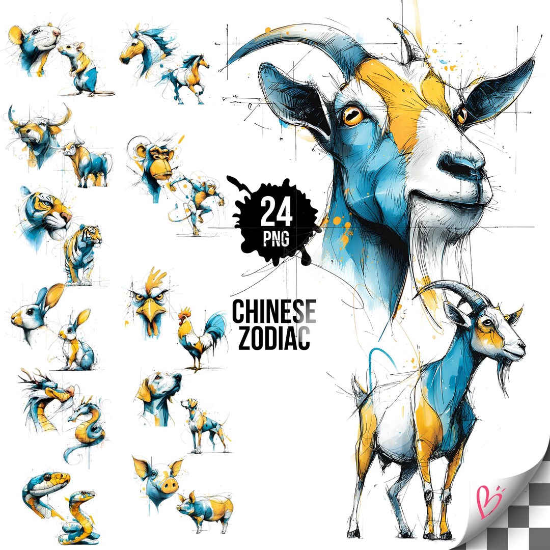 Chinese Zodiac Animals Clipart Bundle – Watercolor Horoscope Animal Set ...