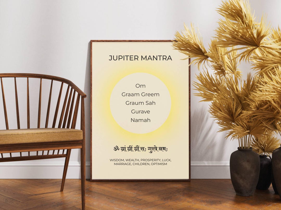 Jupiter Beej Mantra Wall Art Print, Guru Astrology Remedies, Brihaspati ...