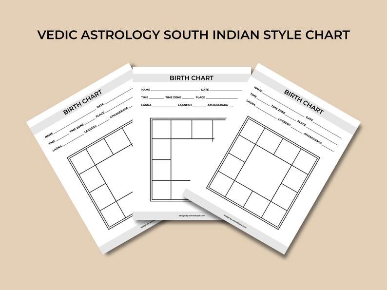 Blank Vedic Astrology Chart, Printable North Indian Kundli Worksheet ...