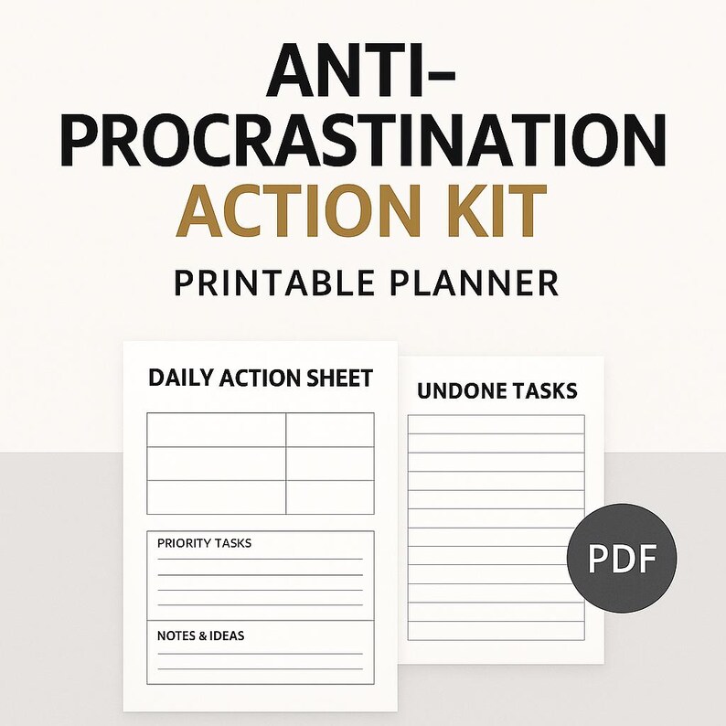 Anti-procrastination Printable Planner | Focus & Productivity Toolkit ...