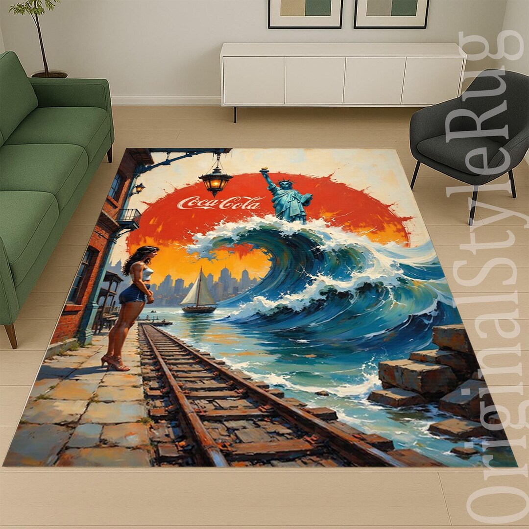 Coca Cola Rug,drink Rug,coke Rug,sea Wave Pattern,art Rug,cola,rug for ...
