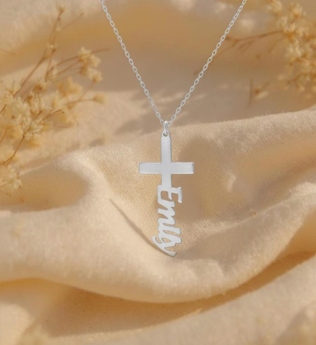 Personalized Cross Name Necklace, Sterling Silver Faith Pendant - Etsy