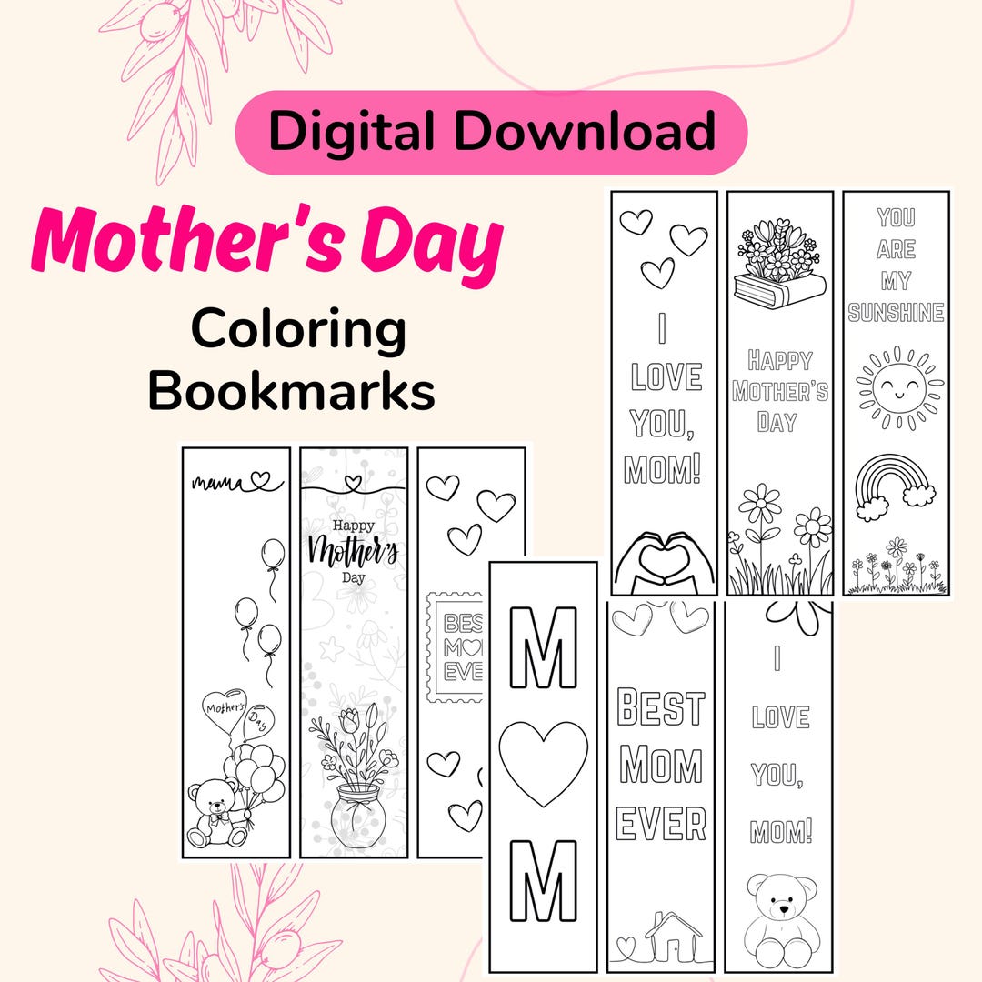 Mother's Day Coloring Bookmarks Printable – DIY Gift for Mom From Kids ...