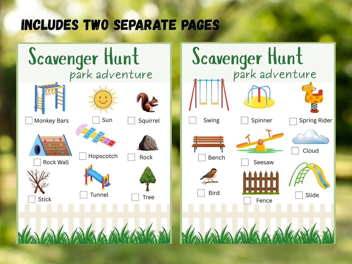Playground Scavenger Hunt for Kids – Printable Park Activity for ...