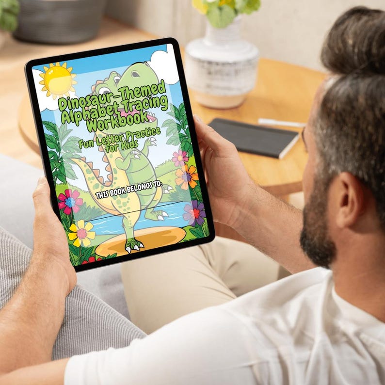 Dinosaur-themed Alphabet Tracing Workbook: Fun Letter Practice for Kids ...