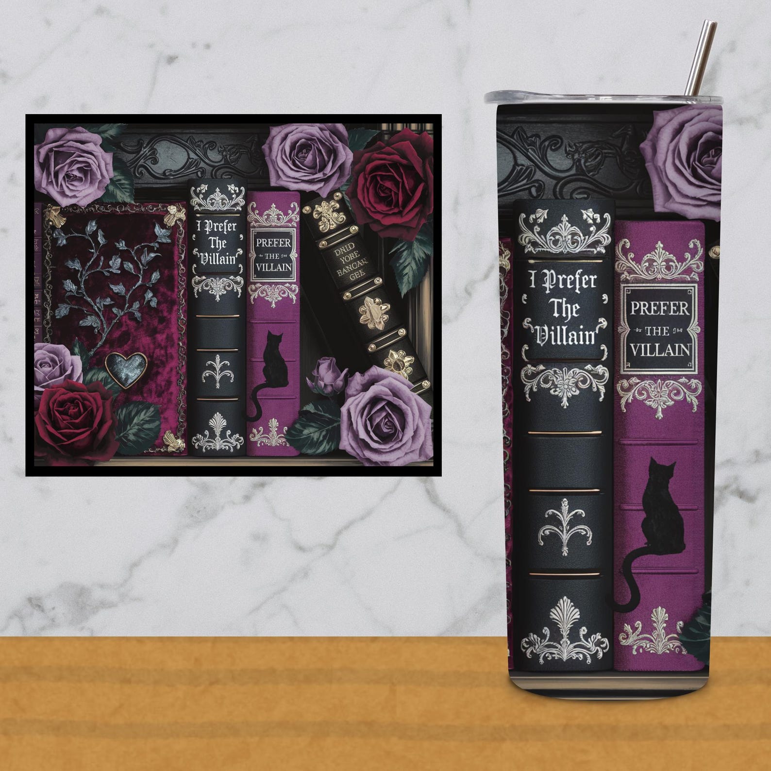 I Prefer the Villain Tumbler Wrap PNG, 20oz Skinny Dark Romantasy ...