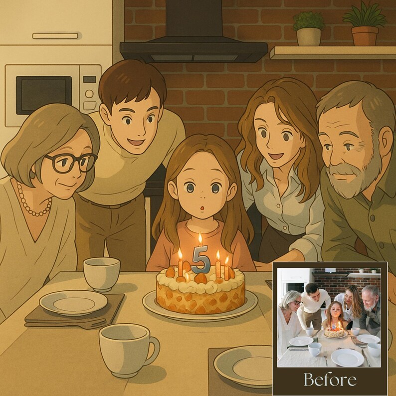 Custom Ghibli-style Art Anime Portraits for Couples, Families & Pets ...