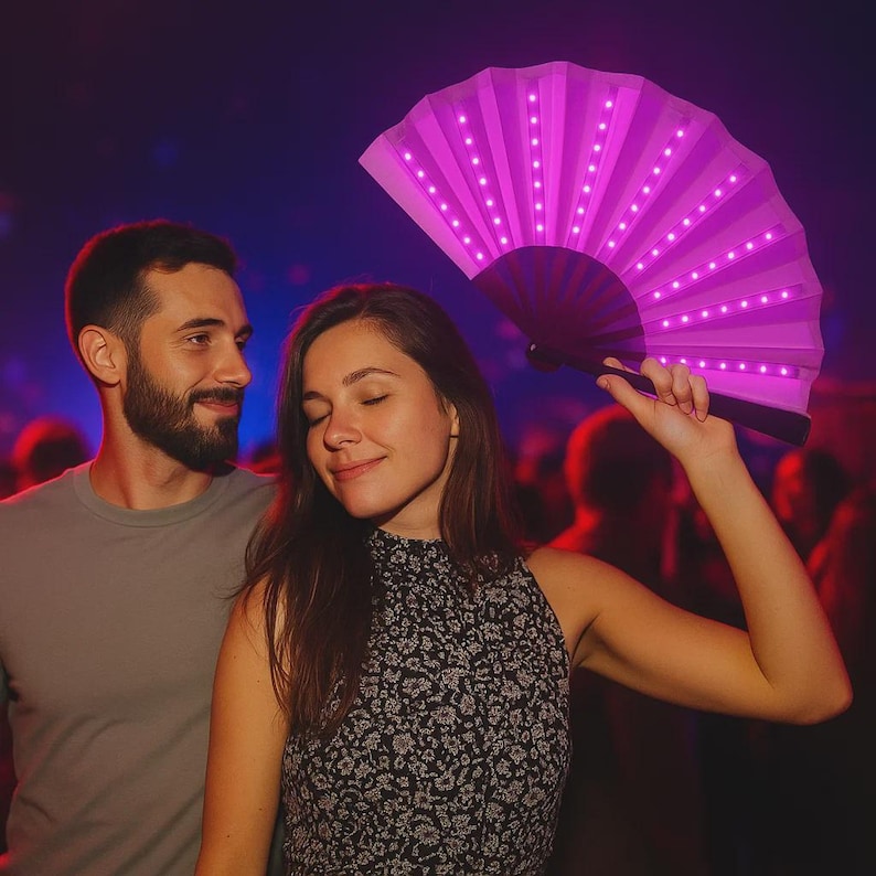 LED Folding Fan - Party Rave Gift Ideas, Festival Accessory, One Size ...