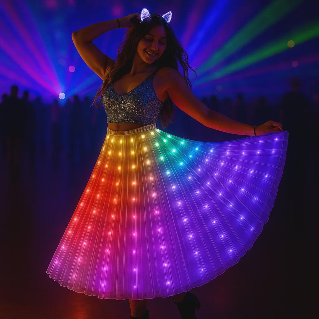Rainbow LED Skirt - Festival Outfit, Birthday Gift, Adult Child Sizes ...