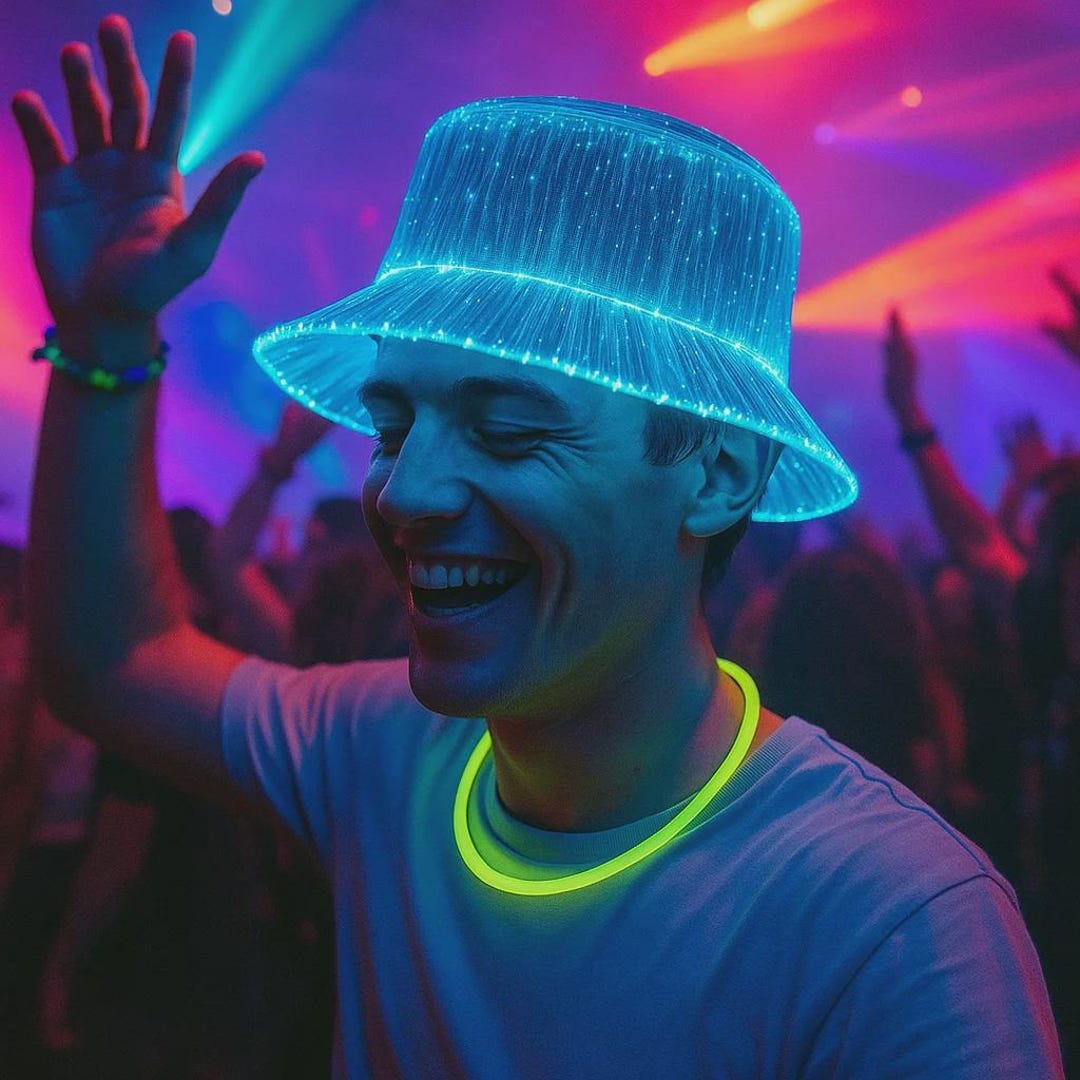 LED Light up Bucket Hat – Festival Gift, Rave Party Wear, One Size ...
