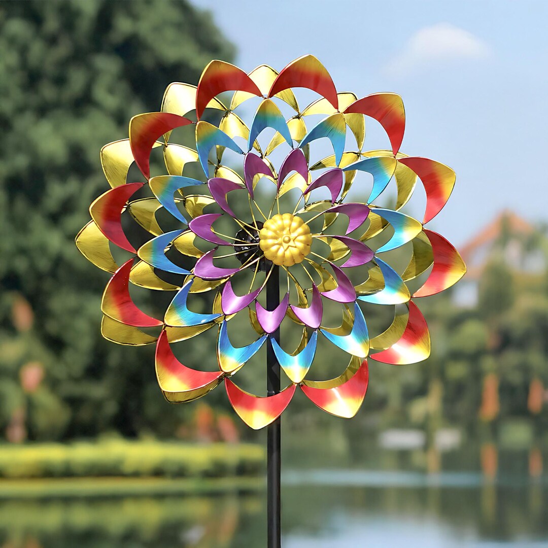 Colorful Rainbow Wind Spinner, Hand Made Garden Wind Spinner, Wind ...