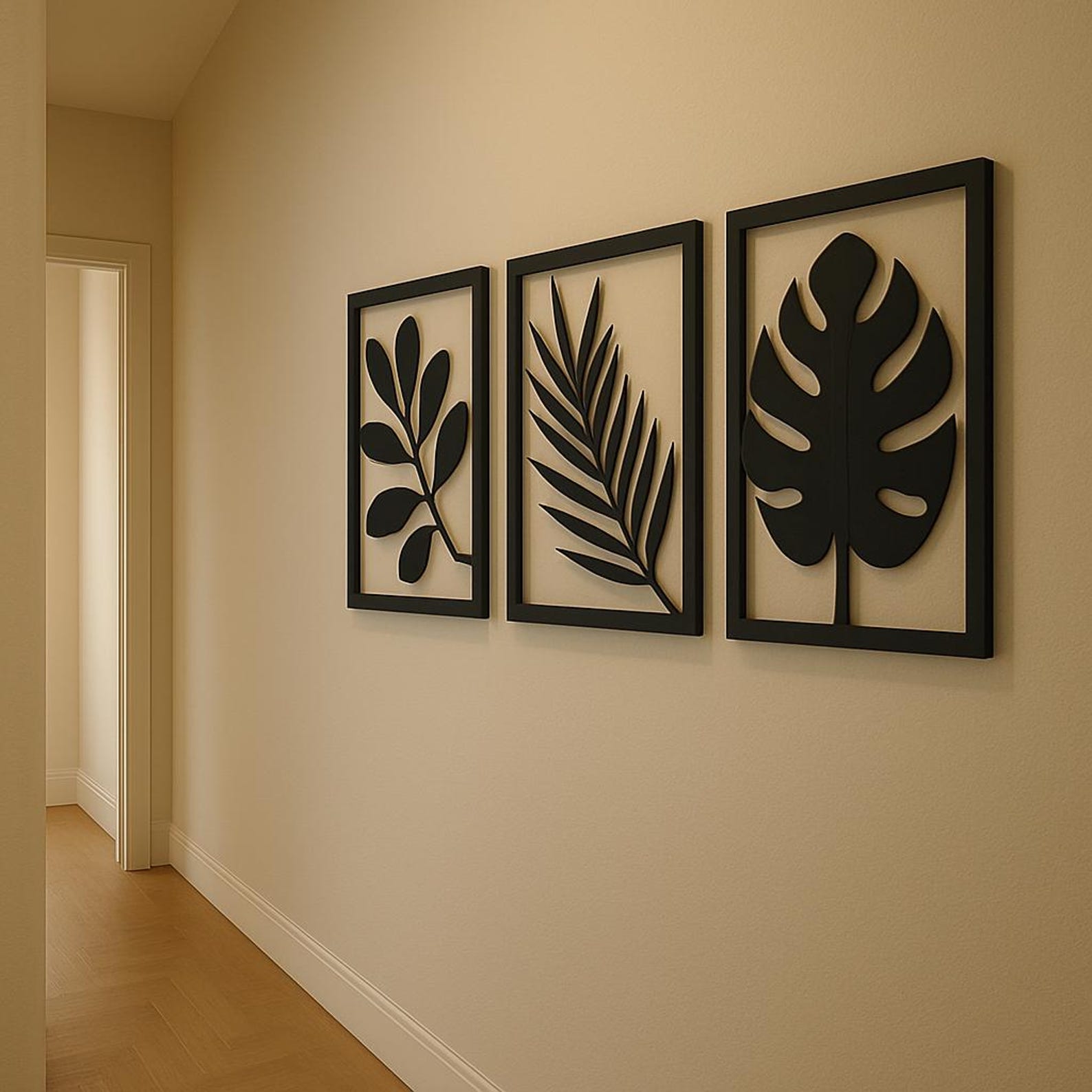 Leaf Metal Wall Art Set – Laser Cut Botanical Design – Minimalist ...