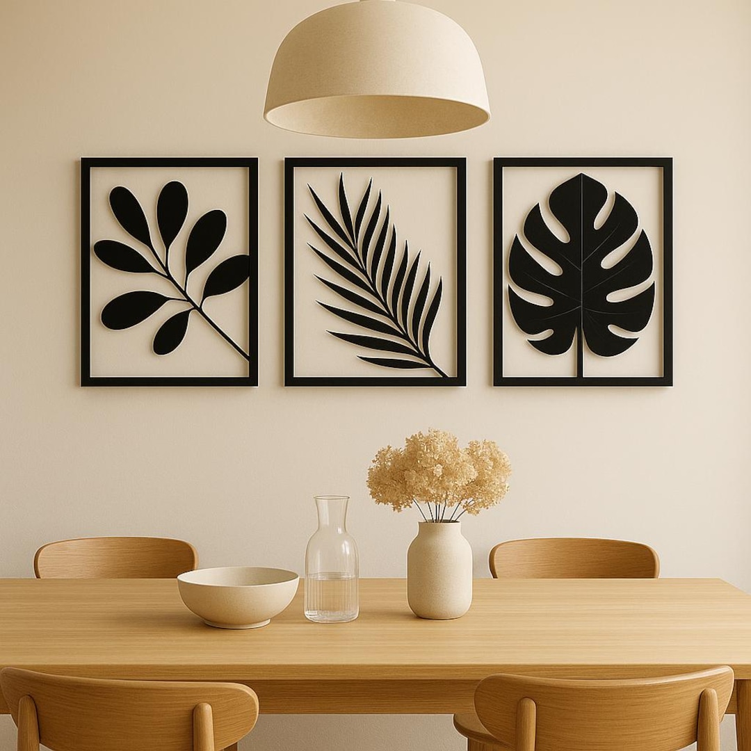 Leaf Metal Wall Art Set – Laser Cut Botanical Design – Minimalist ...
