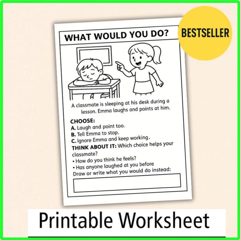 Printable Social Skills Worksheets | Empathy & Kindness Scenarios | SEL ...