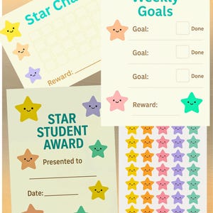 Printable Star Reward Chart for Kids Chore and Behavior Tracker 8 Pages ...