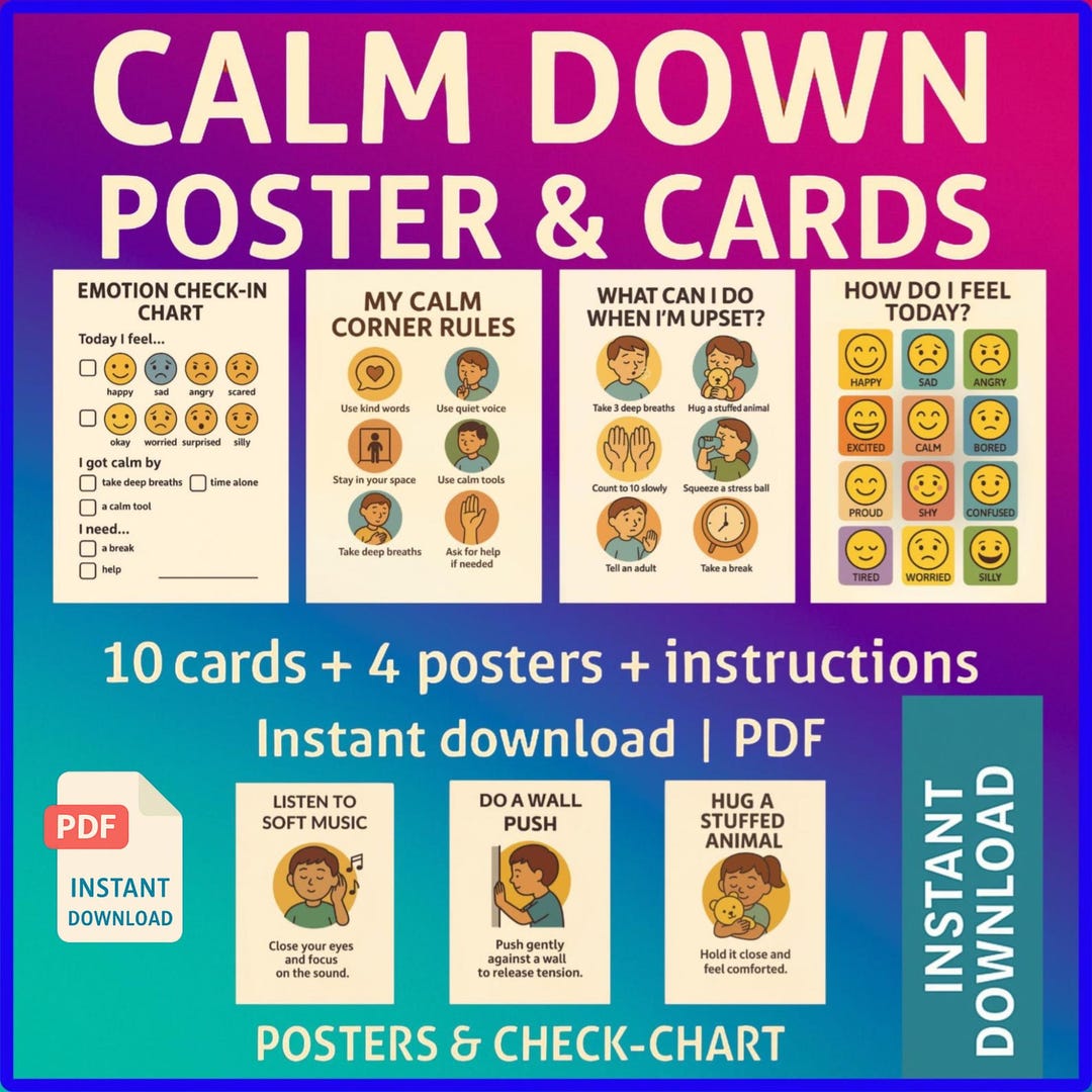 Calm Corner Kit for Kids – Printable Cards & Posters | SEL Activities ...