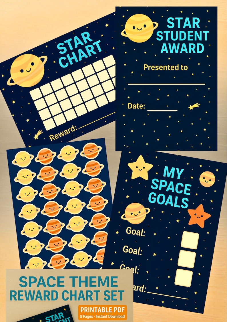 Printable Star Reward Chart for Kids Chore and Behavior Tracker 8 Pages ...