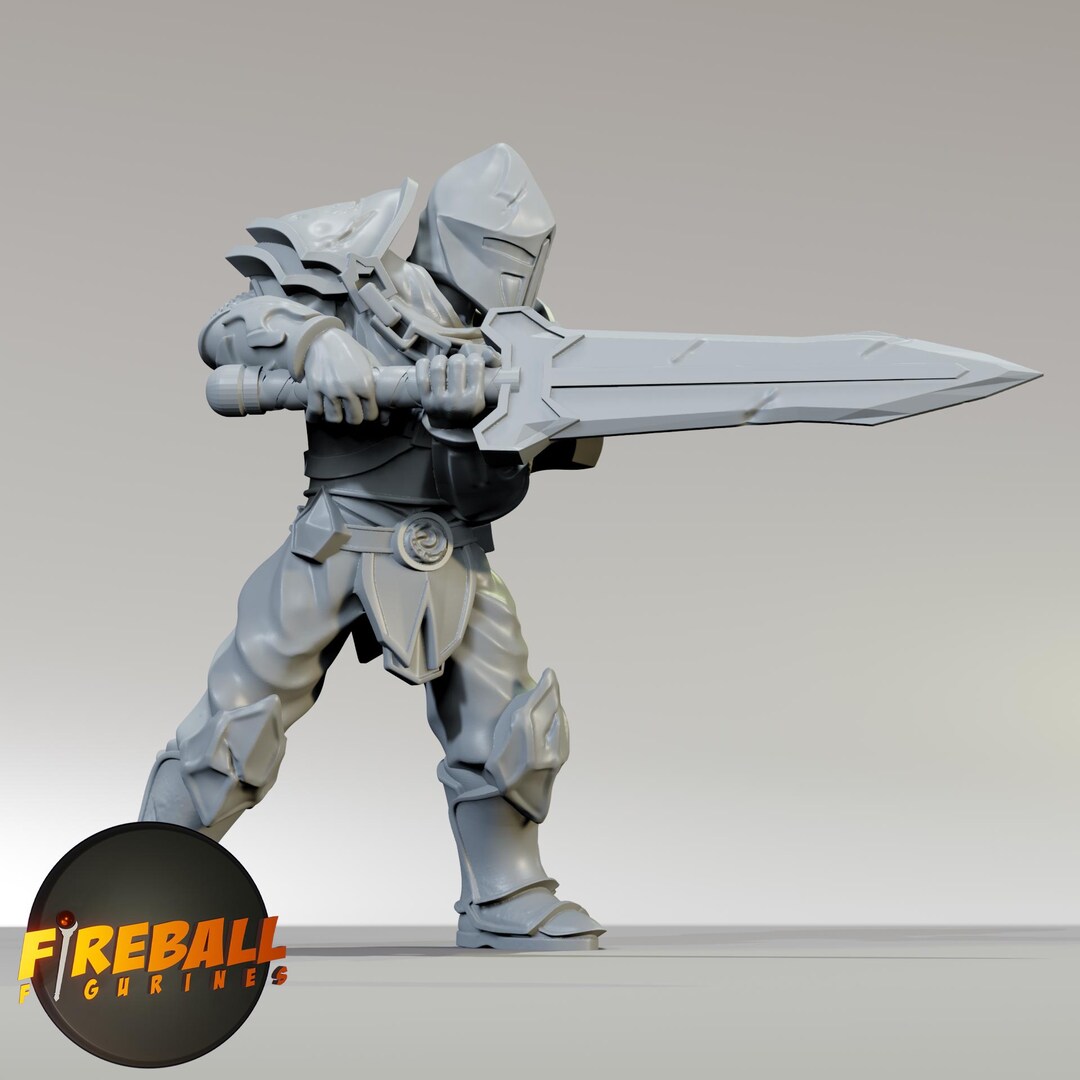 Human Champion Fighter (male) - Primed Miniature + 28mm Base - Etsy