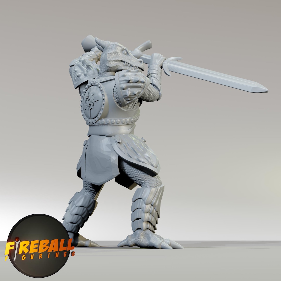 Dragonborn Paladin (male) - Primed Miniature + 28mm Base - Etsy