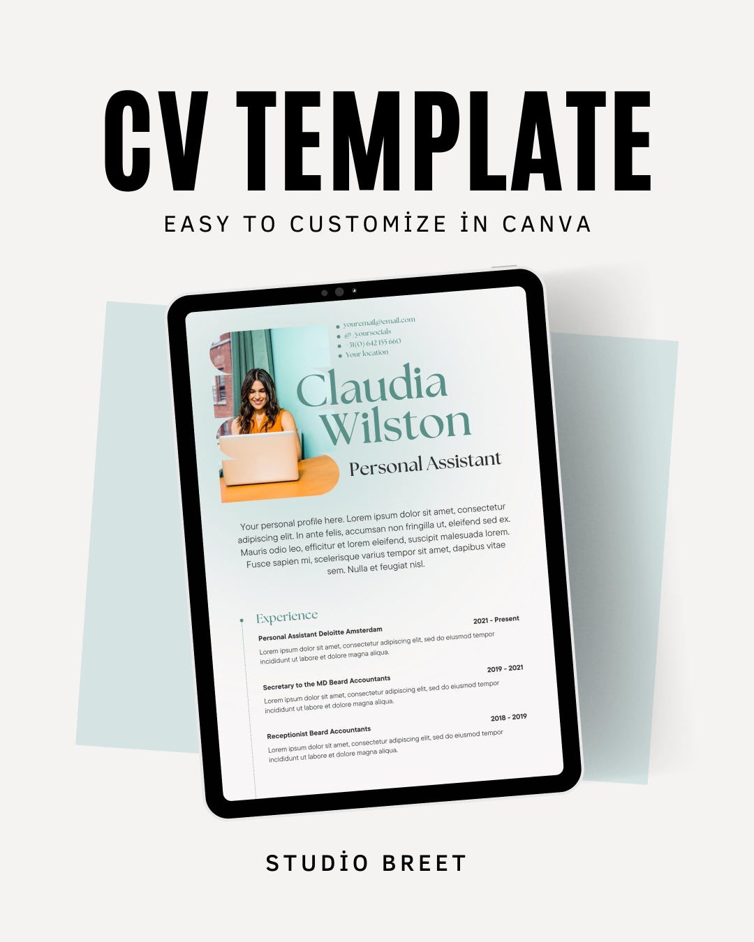 Creative CV Template Personal Assistant | 2 Page Resume for Canva ...