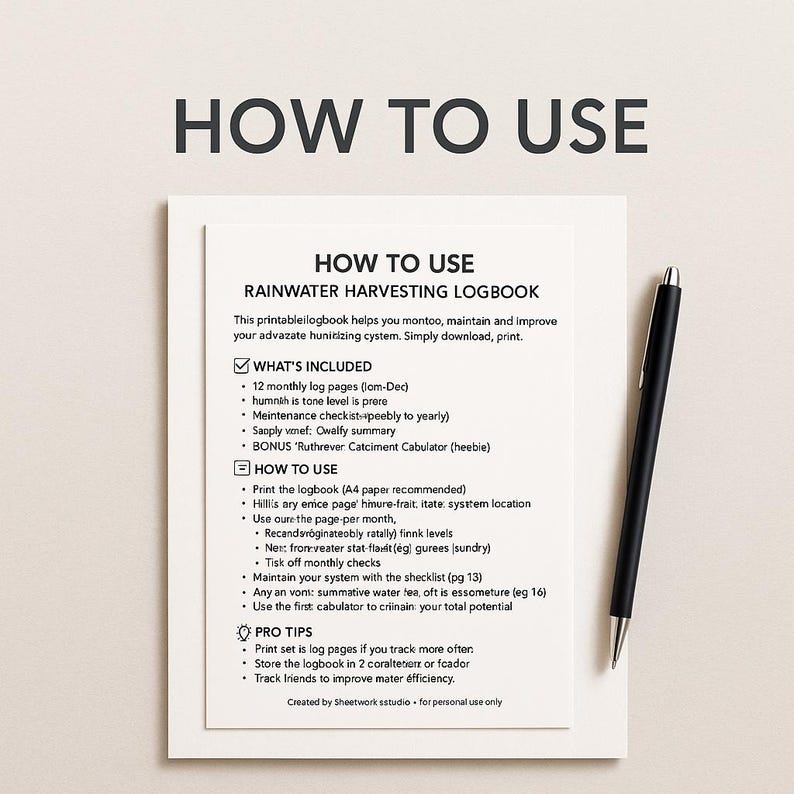 Rainwater Harvesting Logbook Printable PDF + Free Calculator – Water ...