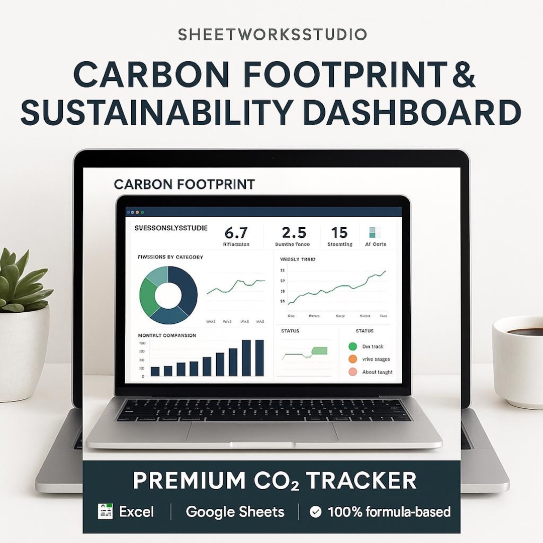 Carbon Footprint Dashboard Excel Template + Freebie Eco Planner | CO2 ...