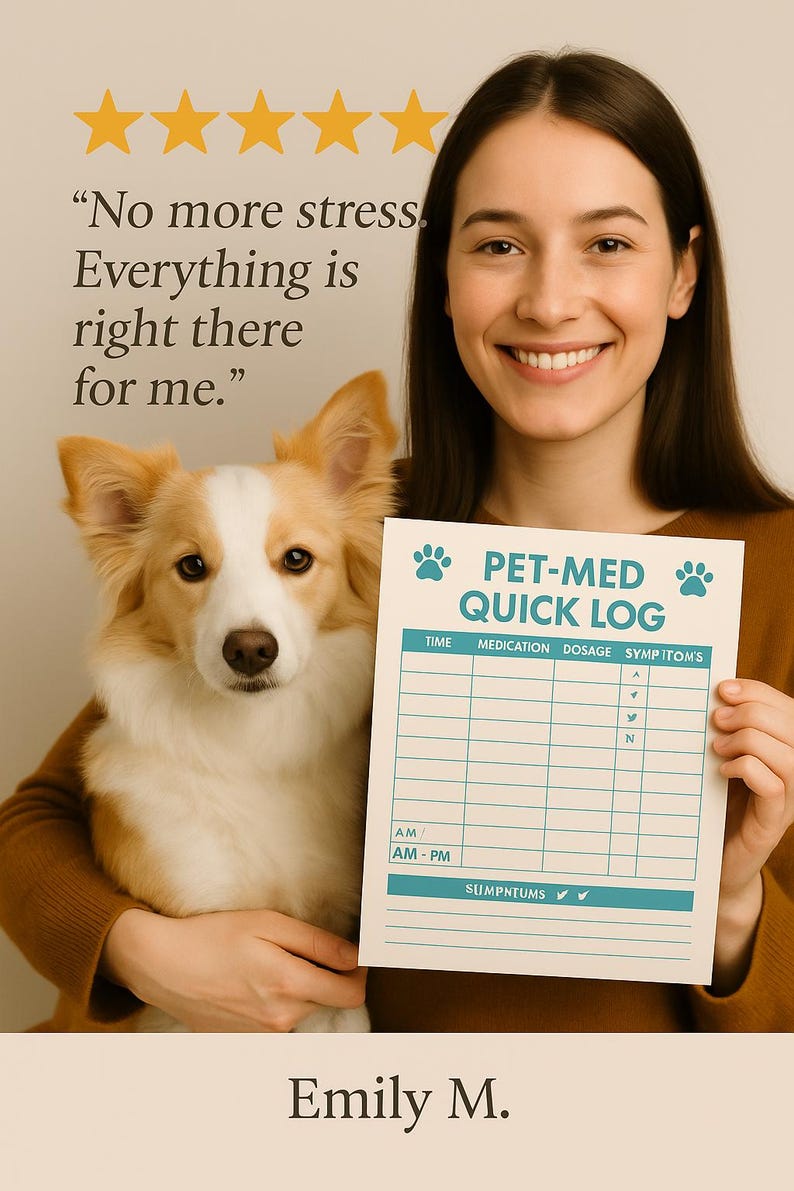 Pet Medication Tracker Printable PDF & Word | Dog and Cat AM/PM Med Log ...