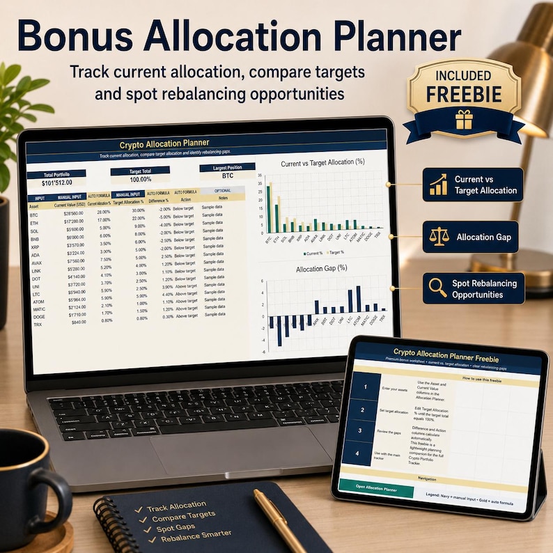 Crypto Portfolio Tracker Excel | Crypto Dashboard, ROI & Allocation ...