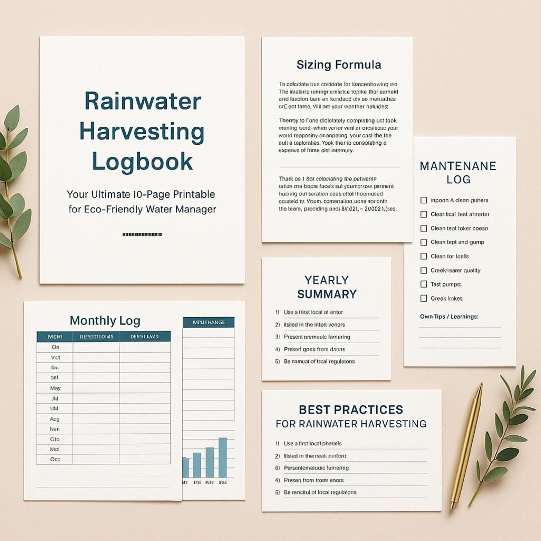 Rainwater Harvesting Logbook Printable – 9-page Water Tank Tracker ...