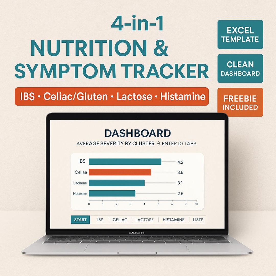 Nutrition & Symptom Tracker Excel Template | IBS, Celiac, Lactose and ...