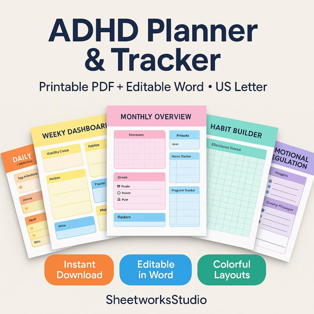 ADHD Planner & Tracker | Focus, Habits, Routines and Self Care Journal ...