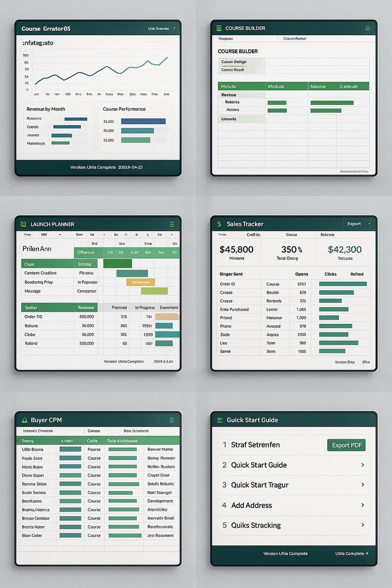 Excel Course Creator Toolkit | Launch Planner, CRM & KPI Dashboard ...