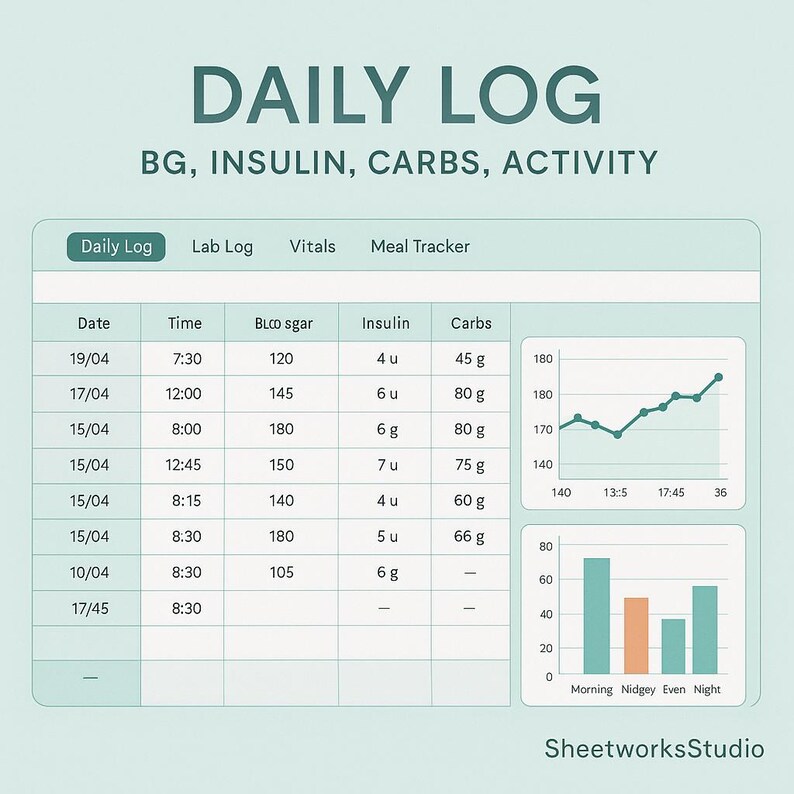 Diabetes Tracker Spreadsheet (excel and Google Sheets) | Blood Sugar ...