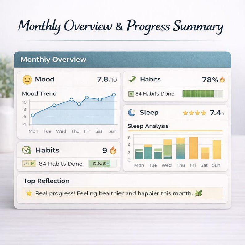 Self Care Tracker Excel | Wellness & Habit Tracker | Mood, Sleep, Water ...