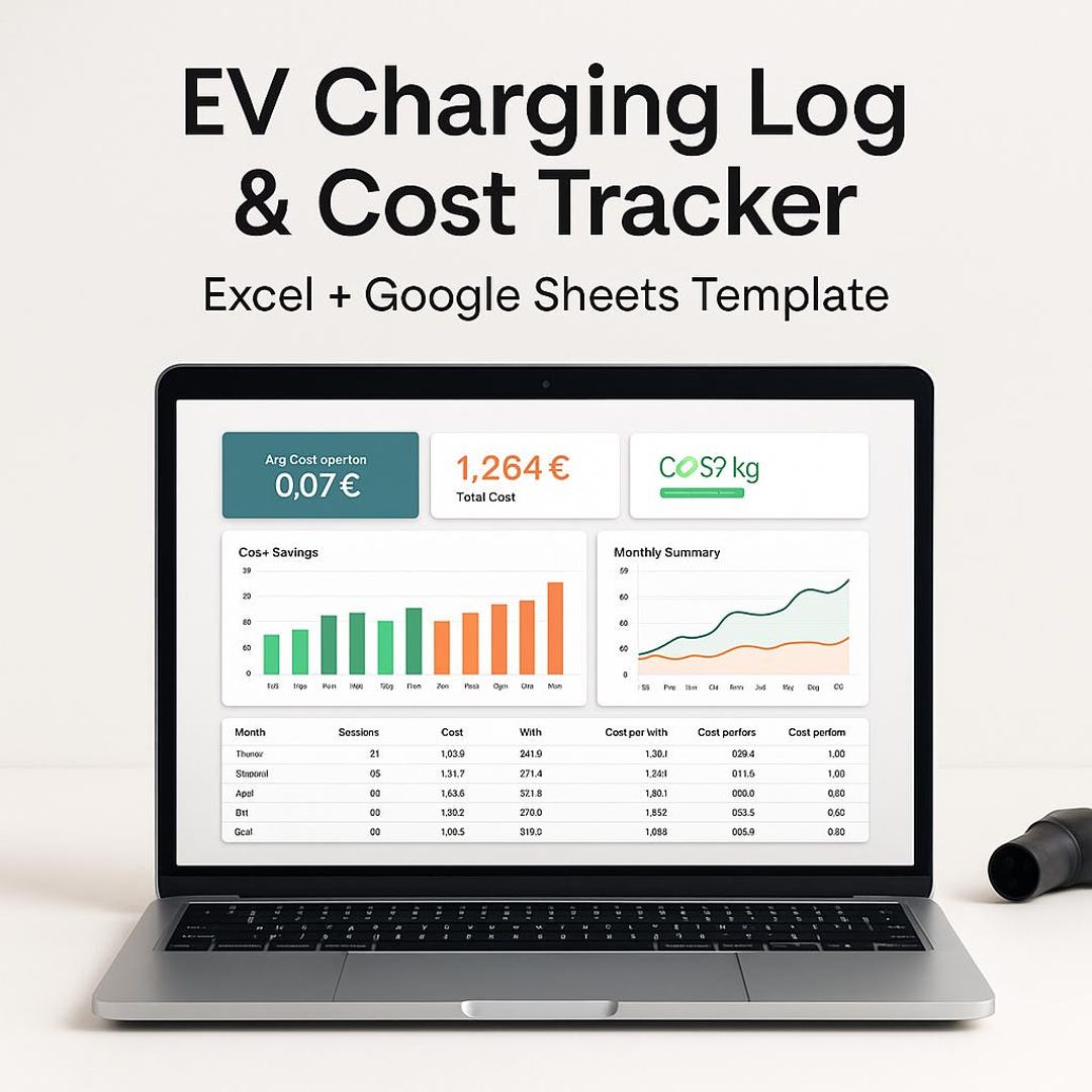 EV Charging Log & Cost Tracker | Excel + Google Sheets Template ...