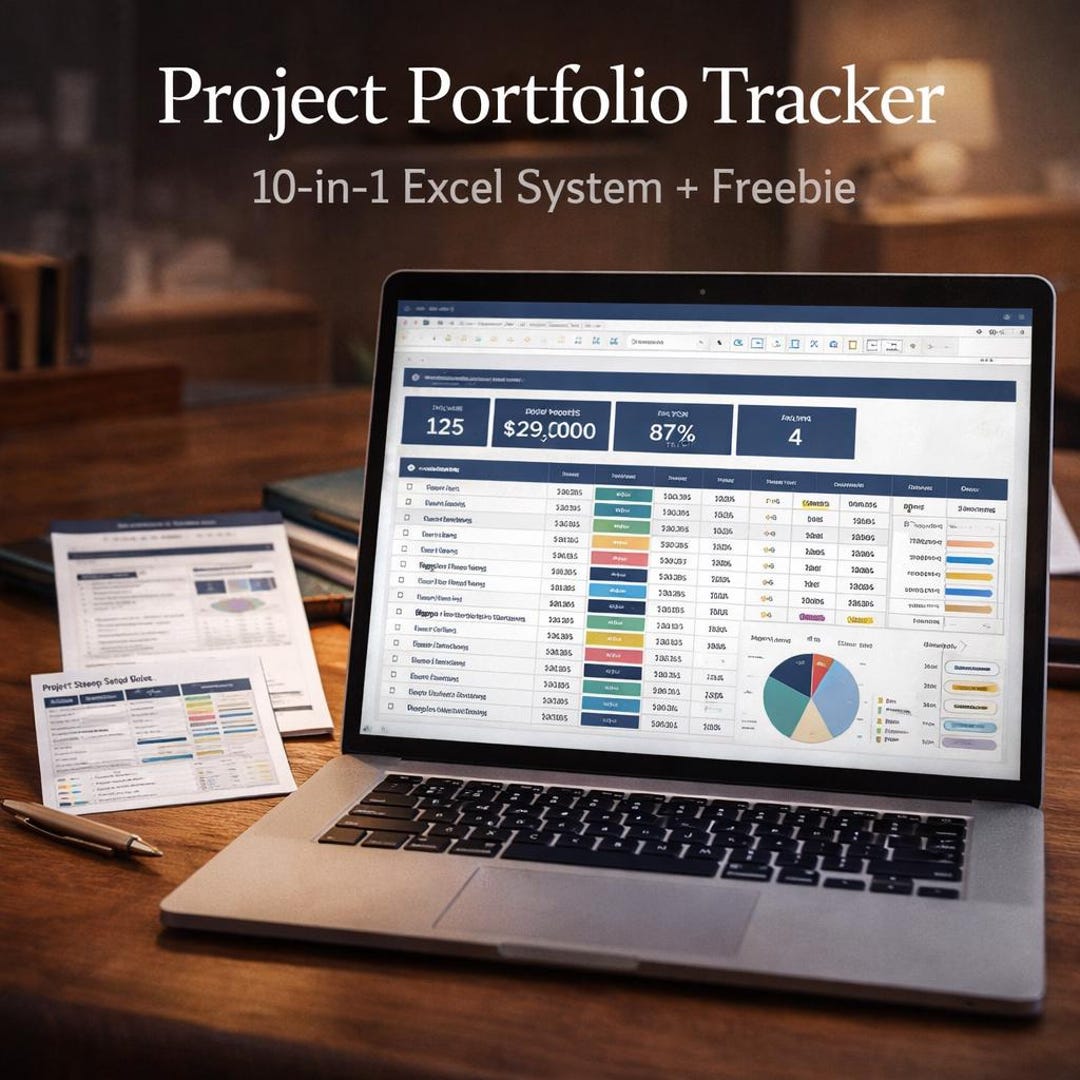 Project Portfolio Tracker Excel 10-in-1 • Project Management Dashboard ...
