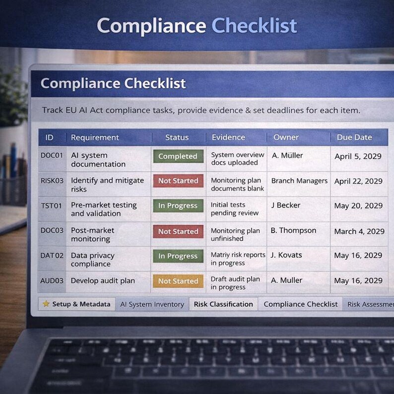 EU AI Act Readiness & Risk Register Toolkit | Quickcheck + PDF Guide | Excel Template (google ...