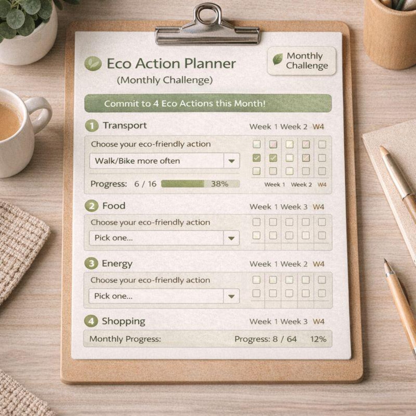 Carbon Footprint Dashboard Excel Template + Freebie Eco Planner | CO2 ...