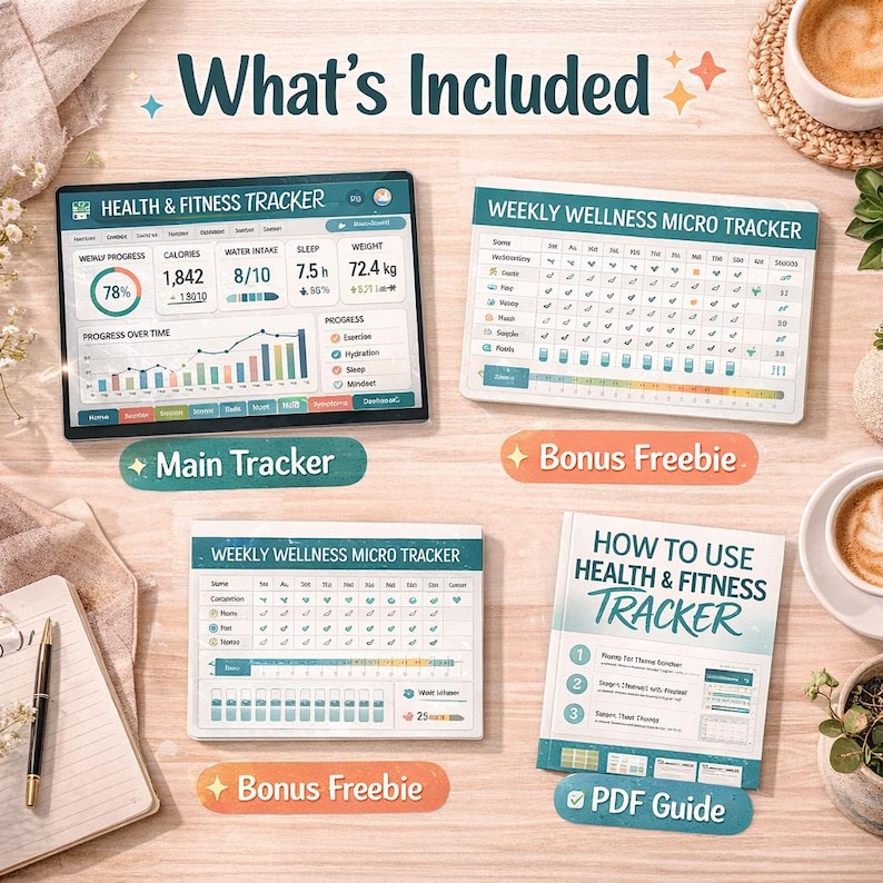 Health & Fitness Tracker Excel Template | 10-in-1 Tracker for Nutrition ...