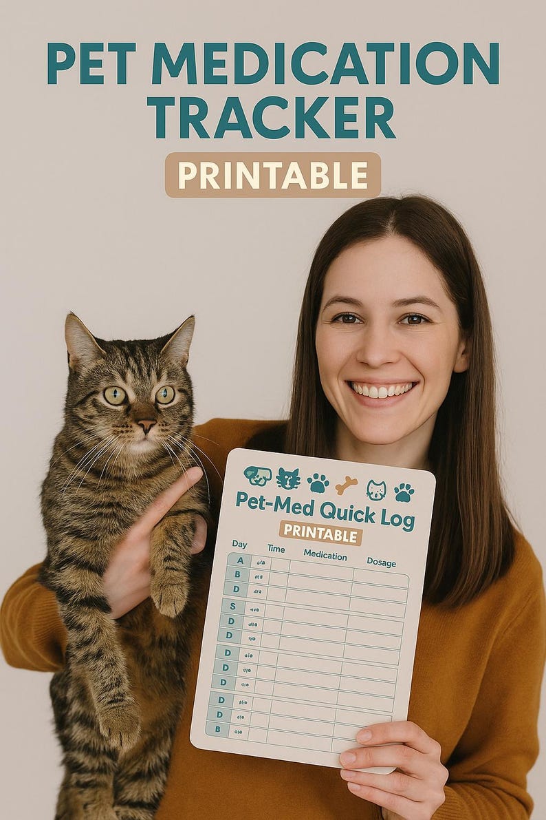 Pet Medication Tracker Printable | Dog & Cat Daily Am/pm Log | Vet ...
