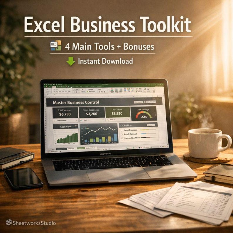 Excel Business Toolkit | Freelancer & Startup Finance Bundle | KPI ...
