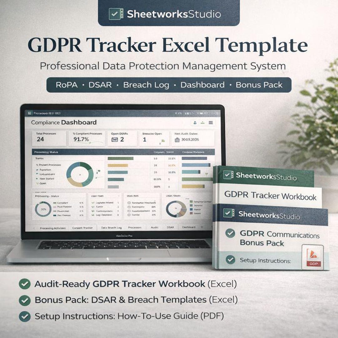 GDPR Tracker Excel Template | Data Protection Management Tool | DSAR ...