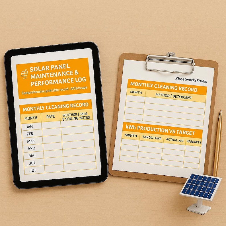 Solar Panel Maintenance Logbook | Printable PDF & Editable PPTX ...