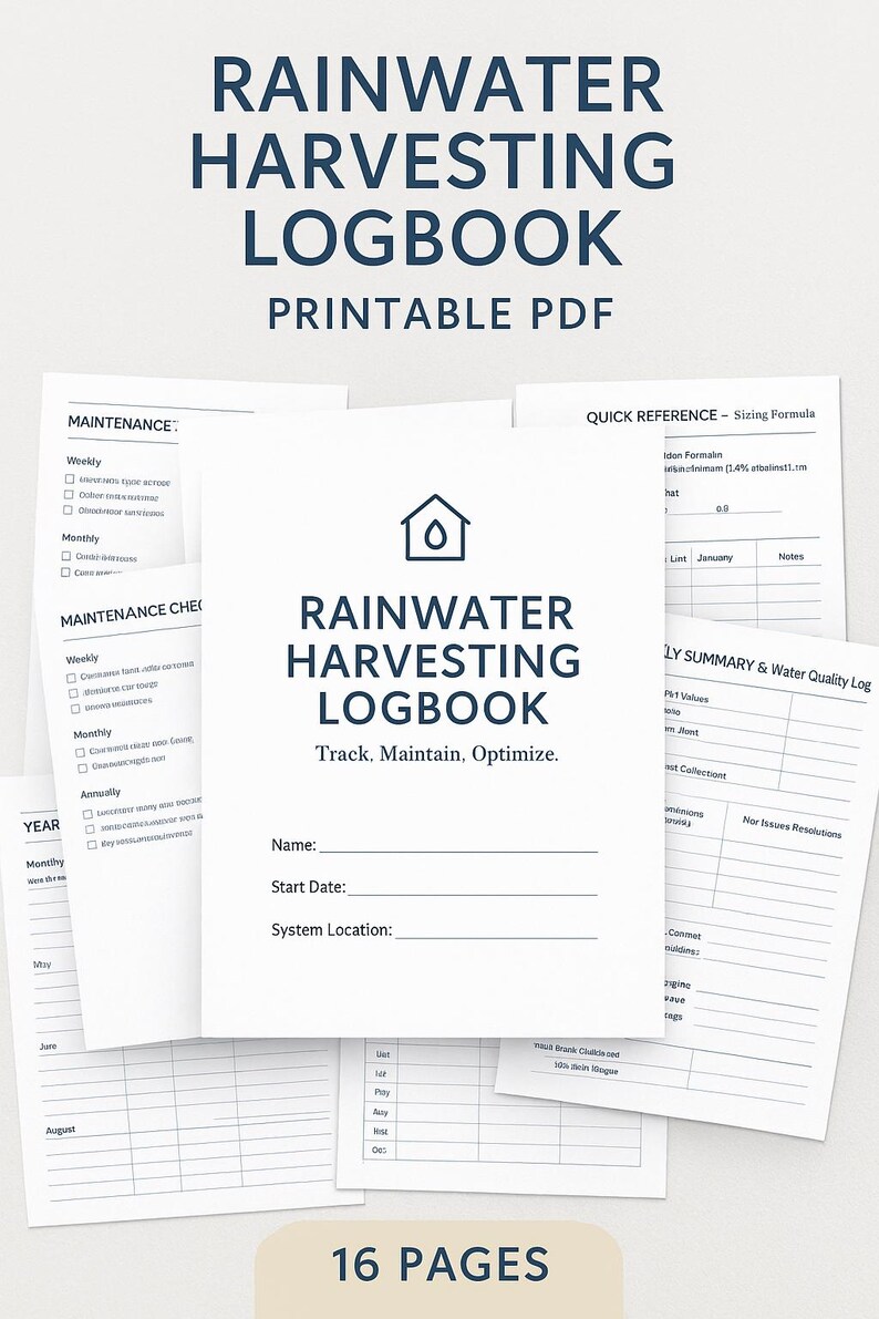Rainwater Harvesting Logbook Printable PDF + Free Calculator – Water ...