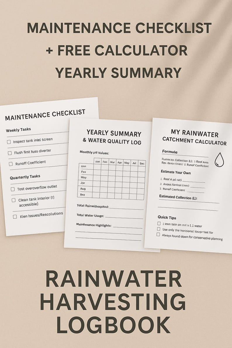 Rainwater Harvesting Logbook Printable PDF + Free Calculator – Water ...