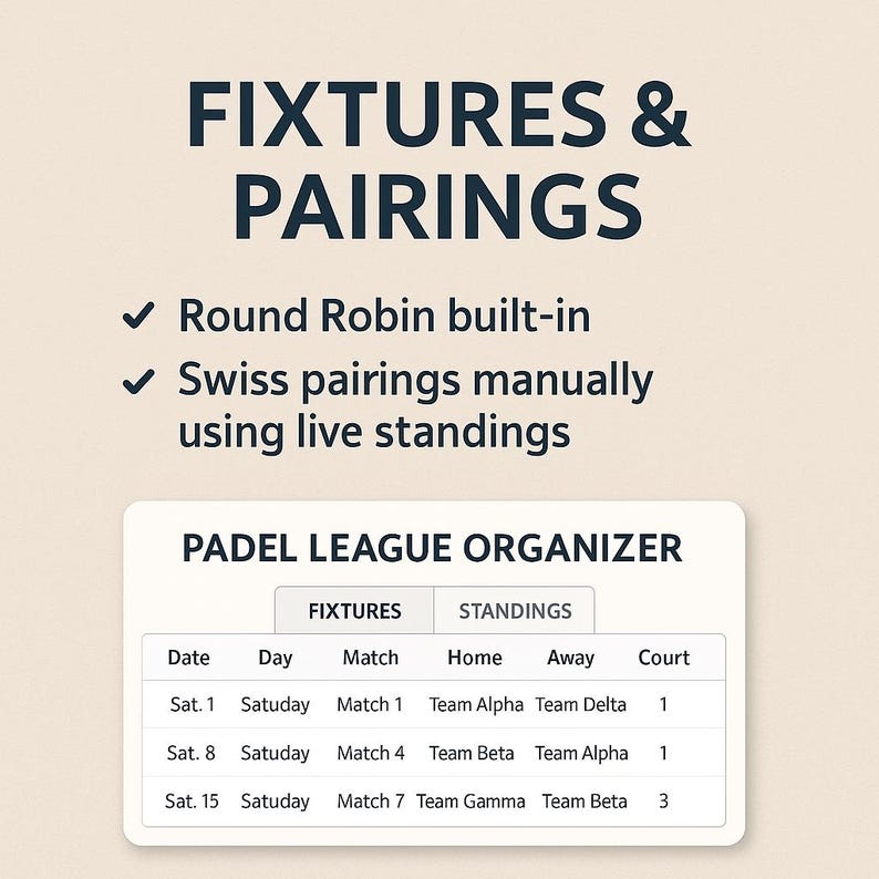 Padel League & Training Tracker Bundle – Excel + Google Sheets ...