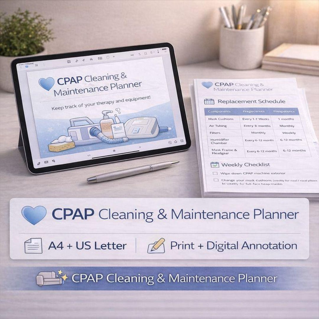 CPAP Cleaning & Maintenance Planner | A4 + US Letter | Cleaning ...
